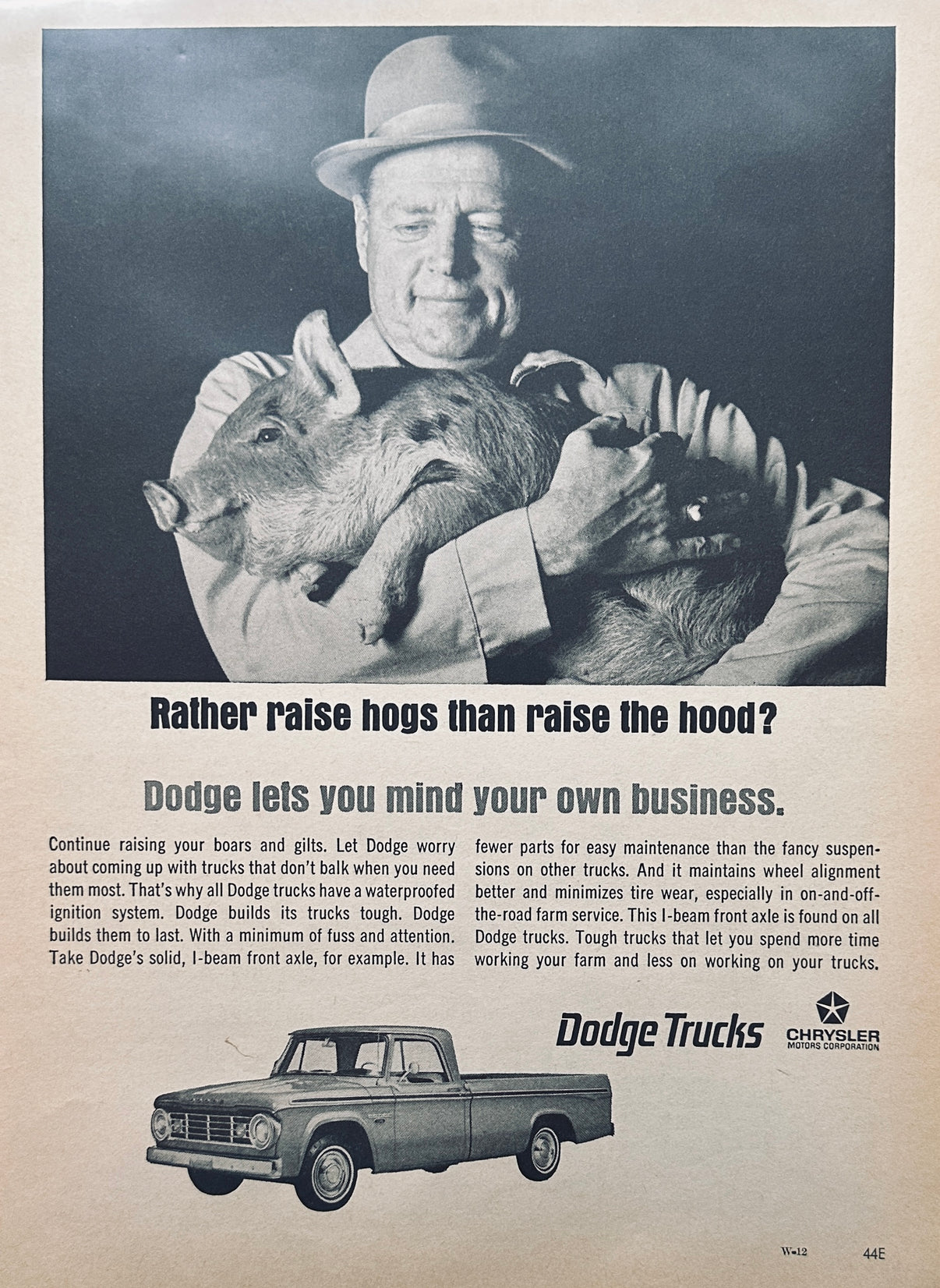 1967 Dodge Pickup Truck Farmer & the Pig - Ad A102 – MGJ2PILOT