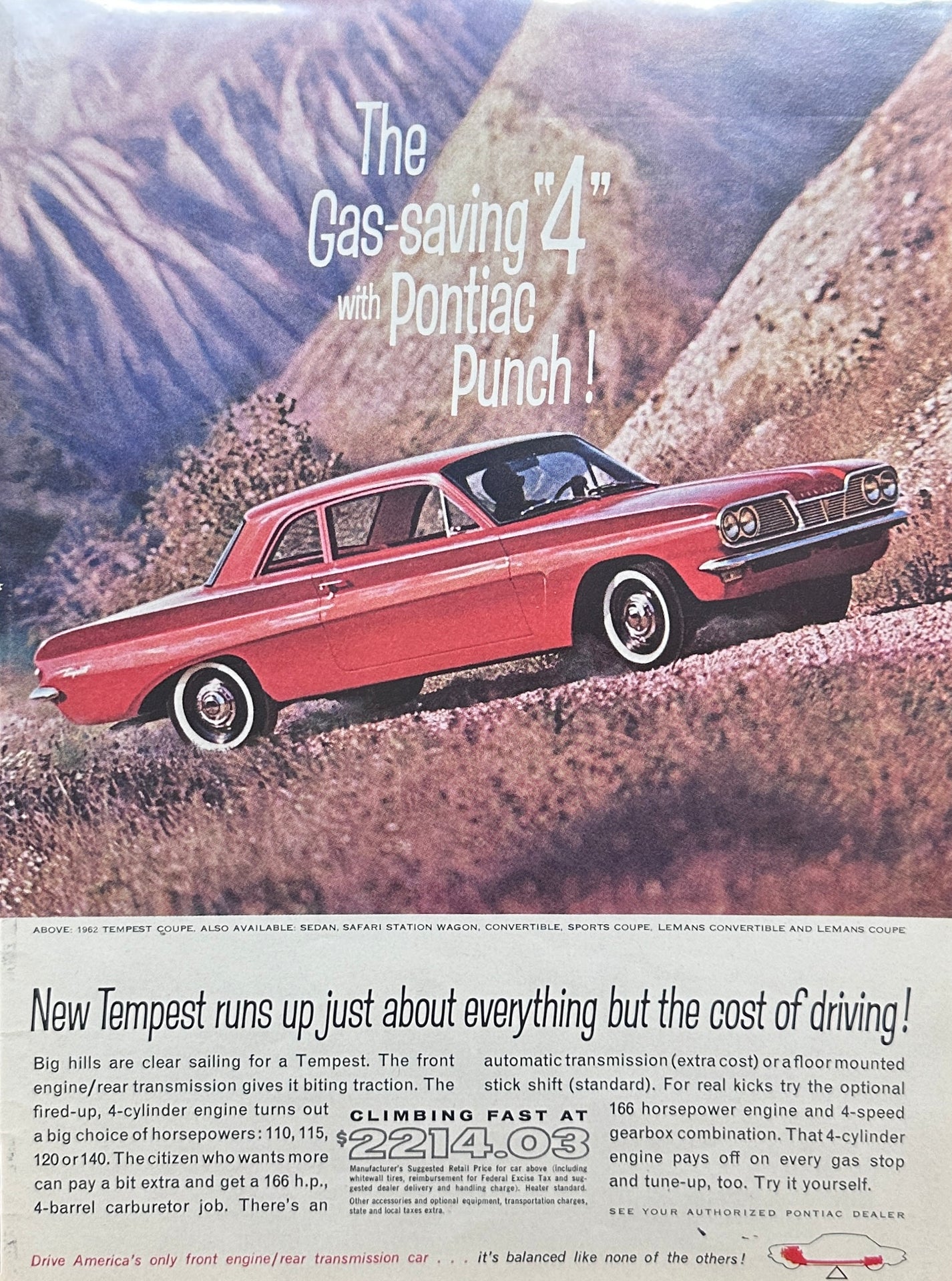 1961 Pontiac Tempest Lemans Red Coupe & Martin's Blended Scotch Ads ...
